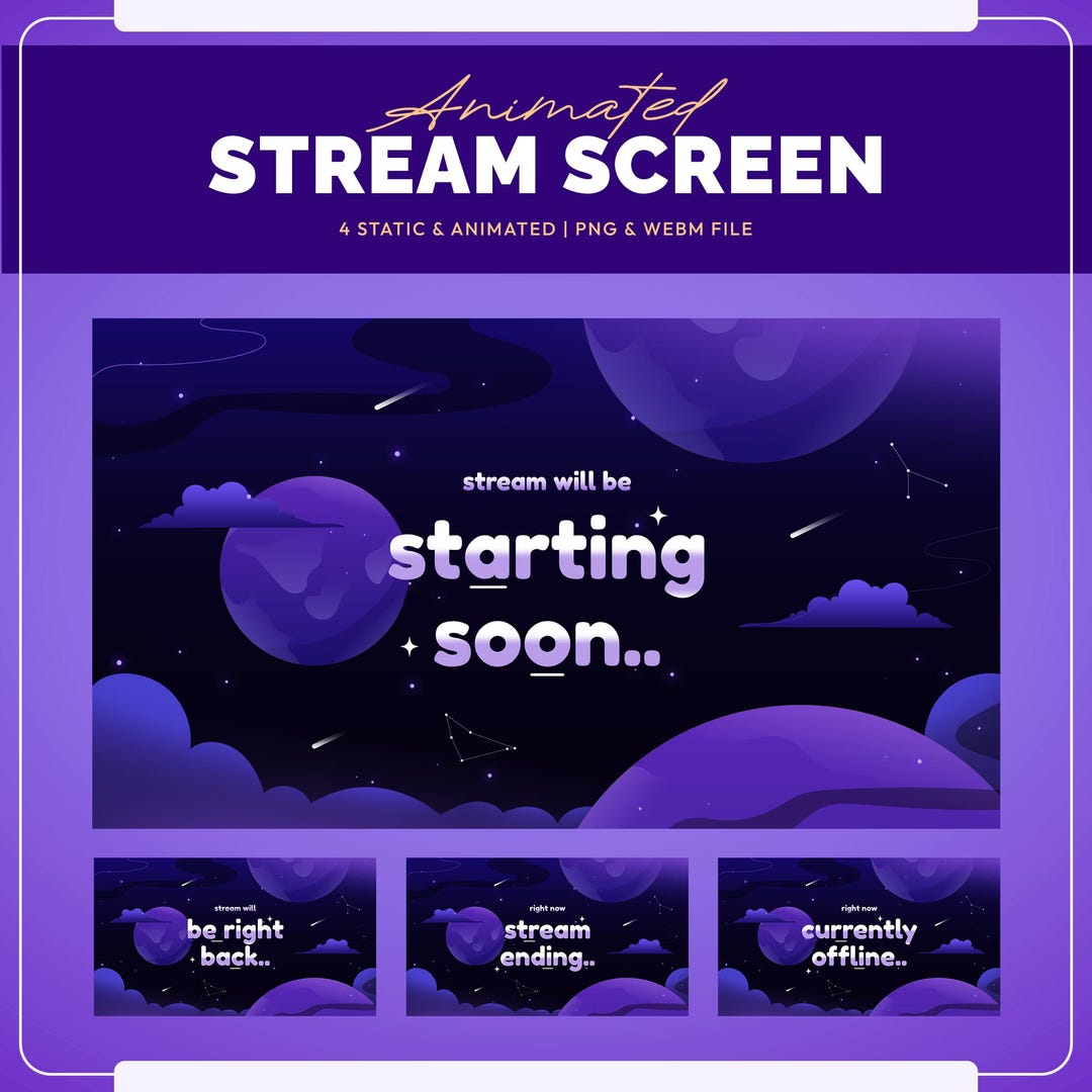 Nebula Dreams Animated Stream Screens for Twitch Kick Youtube – Screen ...