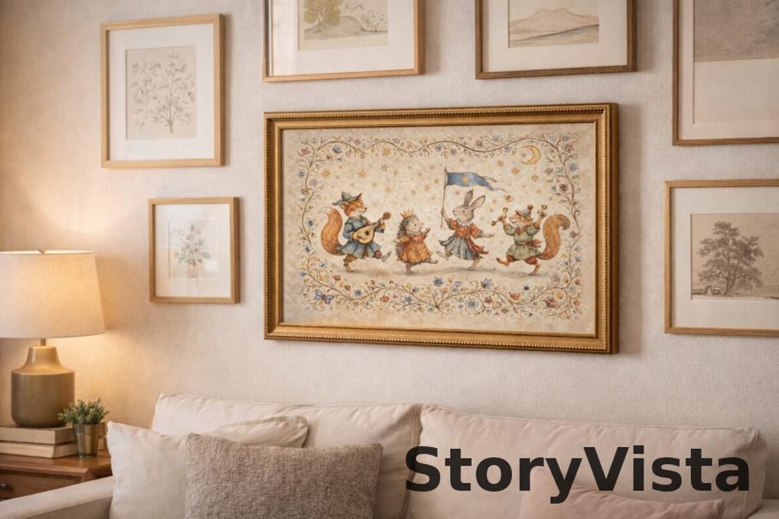 Whimsical Medieval Animal Parade Wall Art – Vintage Fairy-tale ...