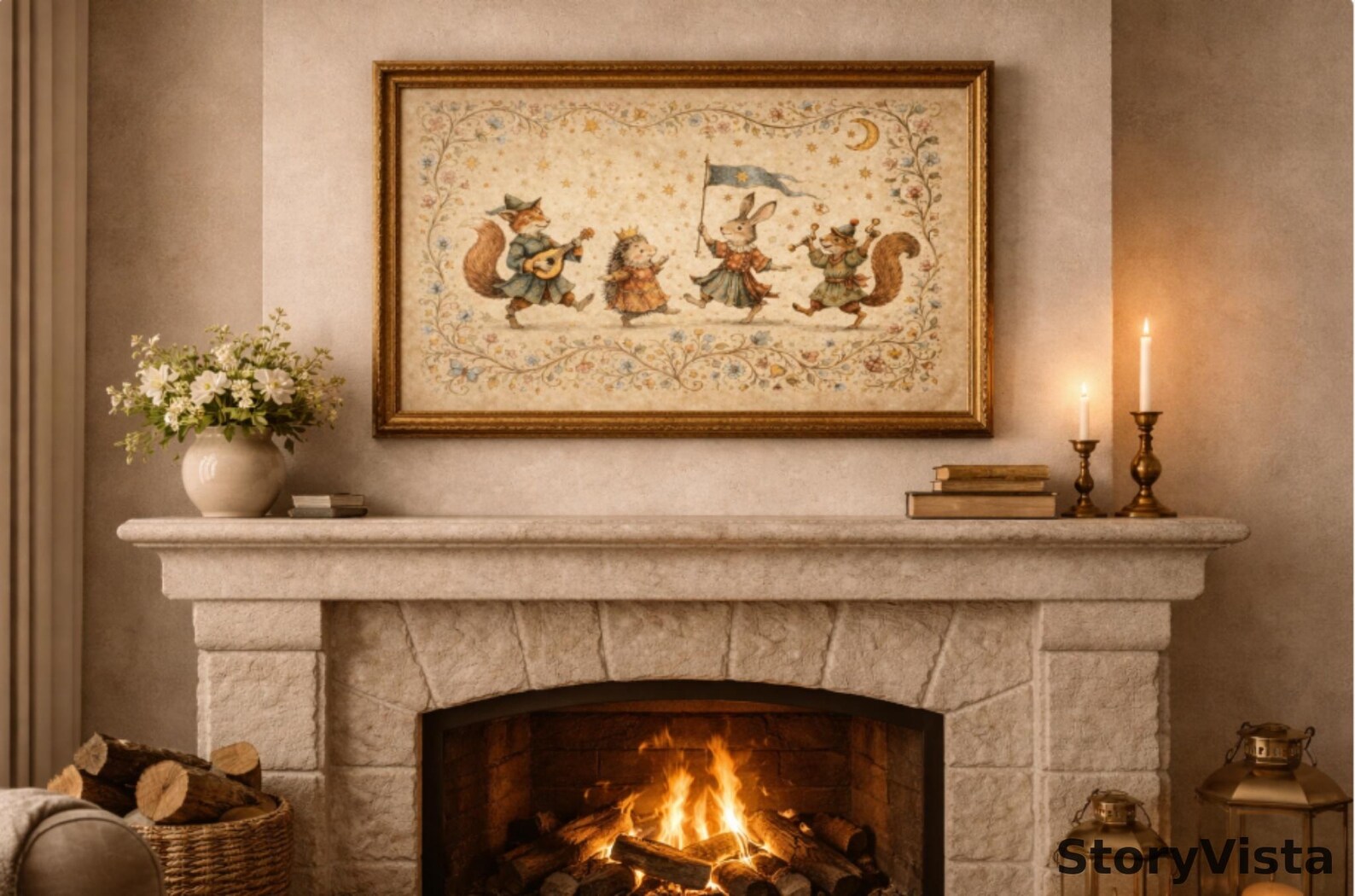 Whimsical Medieval Animal Parade Wall Art – Vintage Fairy-tale ...