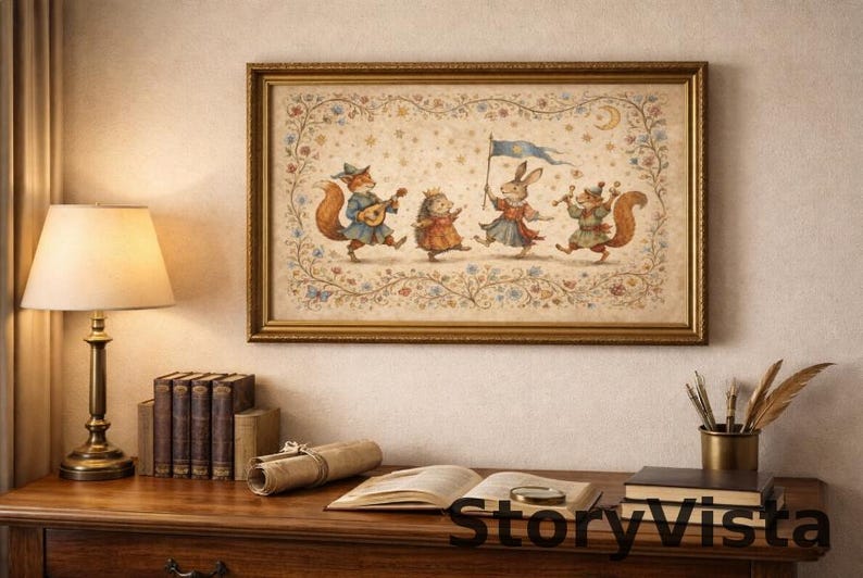 Whimsical Medieval Animal Parade Wall Art – Vintage Fairy-tale ...