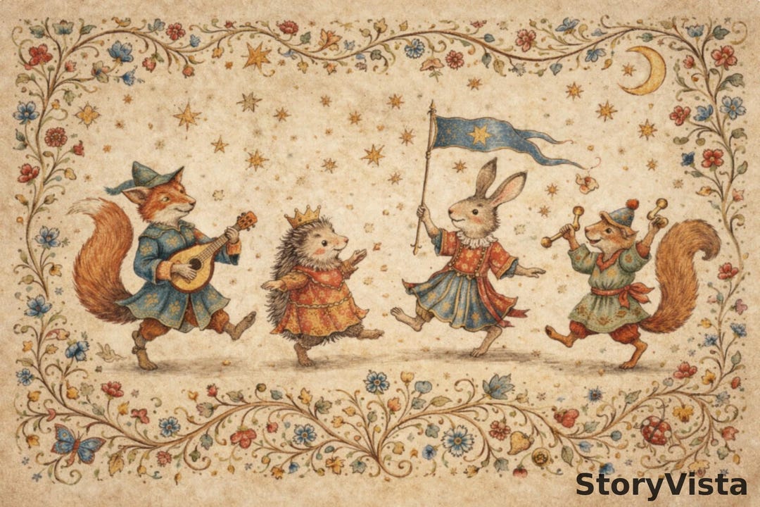 Whimsical Medieval Animal Parade Wall Art – Vintage Fairy-tale ...