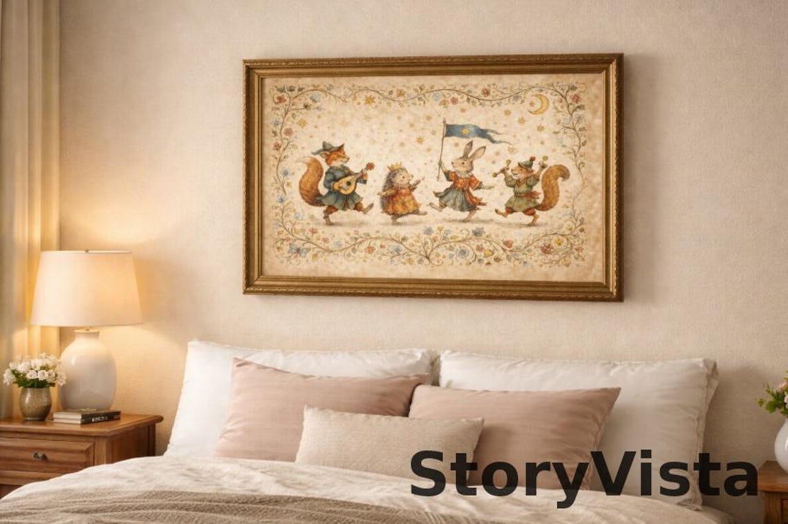 Whimsical Medieval Animal Parade Wall Art – Vintage Fairy-tale ...