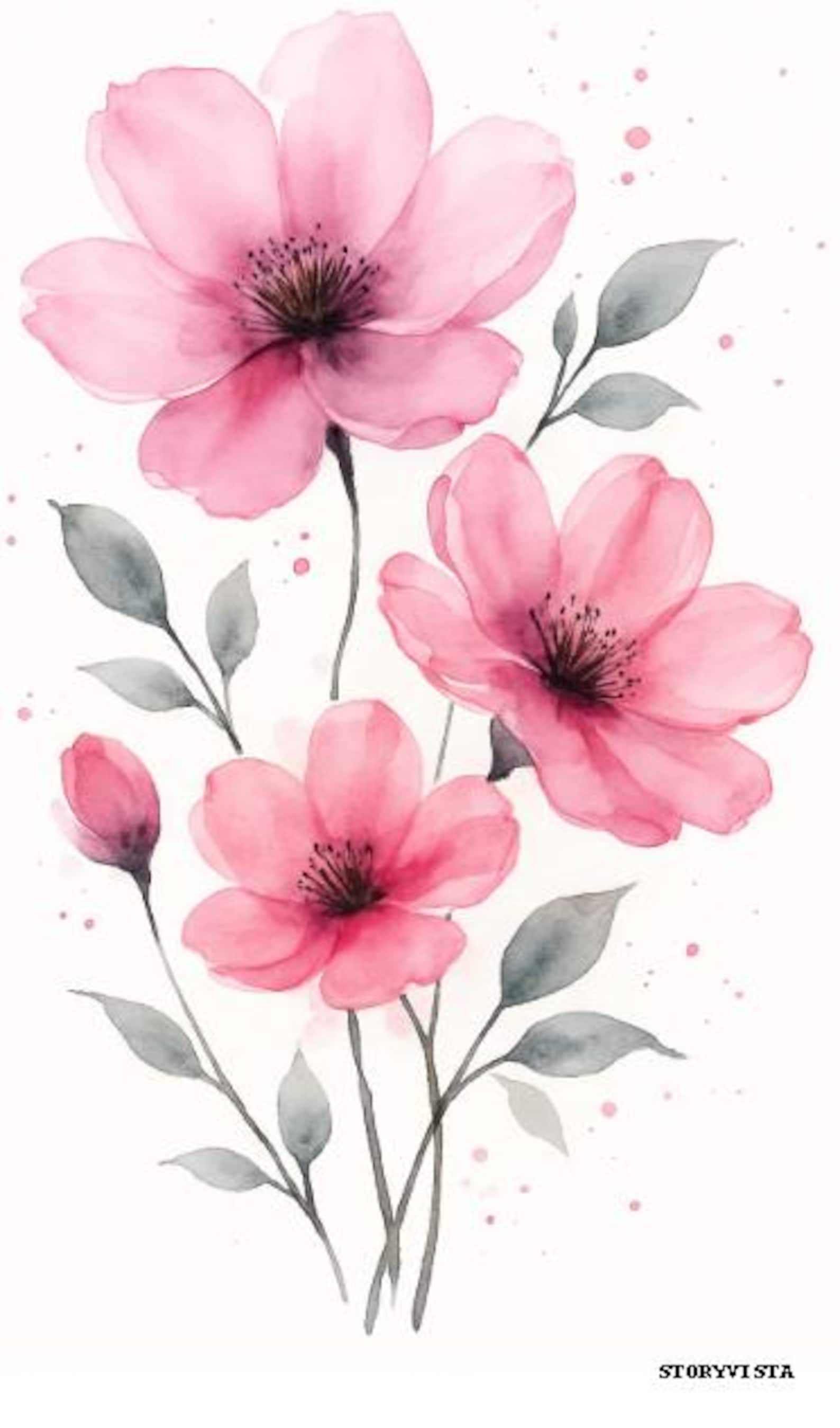 Watercolor Flower Clipart Bundle: Hand-painted Floral Pngs (digital ...