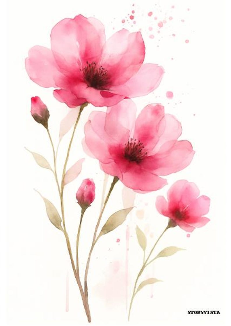Watercolor Flower Clipart Bundle: Hand-painted Floral Pngs (digital ...