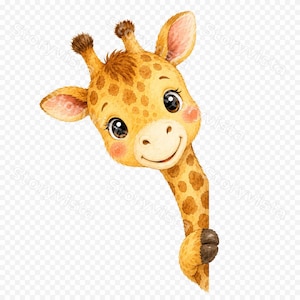 Watercolor Animal Peeking Clipart Bundle PNG, Funny Nursery Safari Pet ...