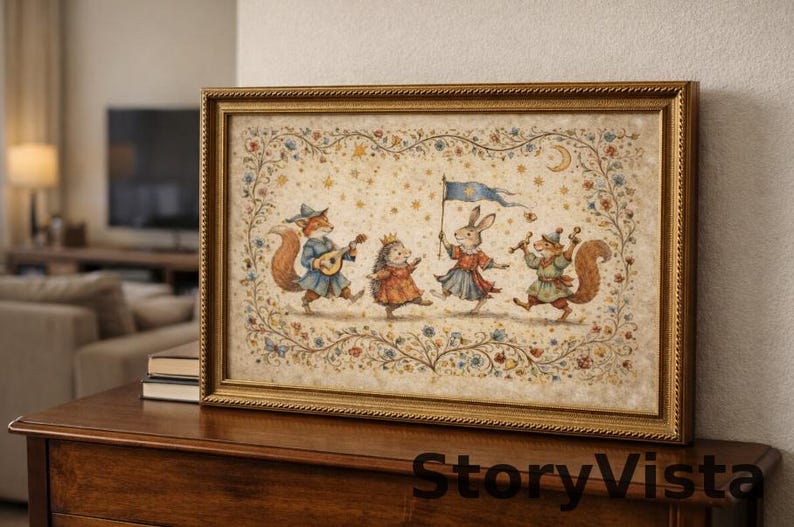Whimsical Medieval Animal Parade Wall Art – Vintage Fairy-tale ...