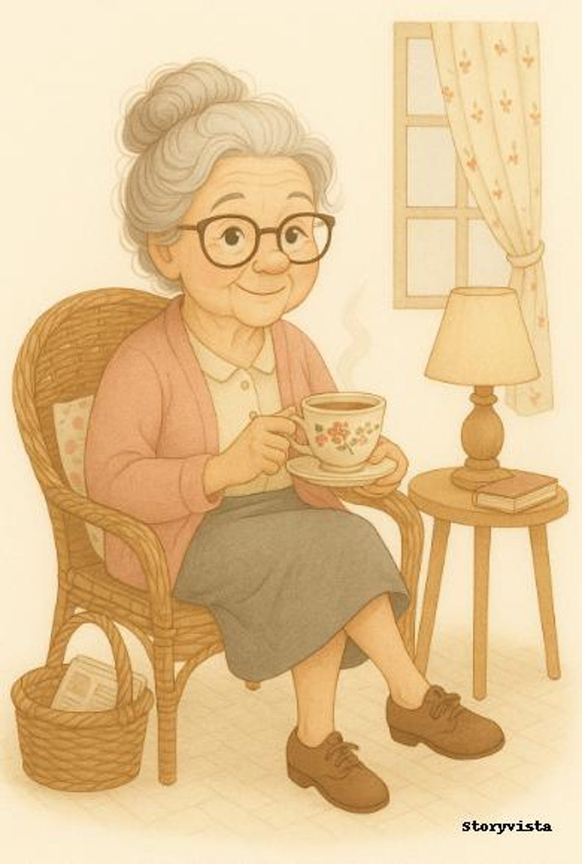 Cozy Grandma Tea Time Clipart Bundle: Whimsical Granny Illustrations ...