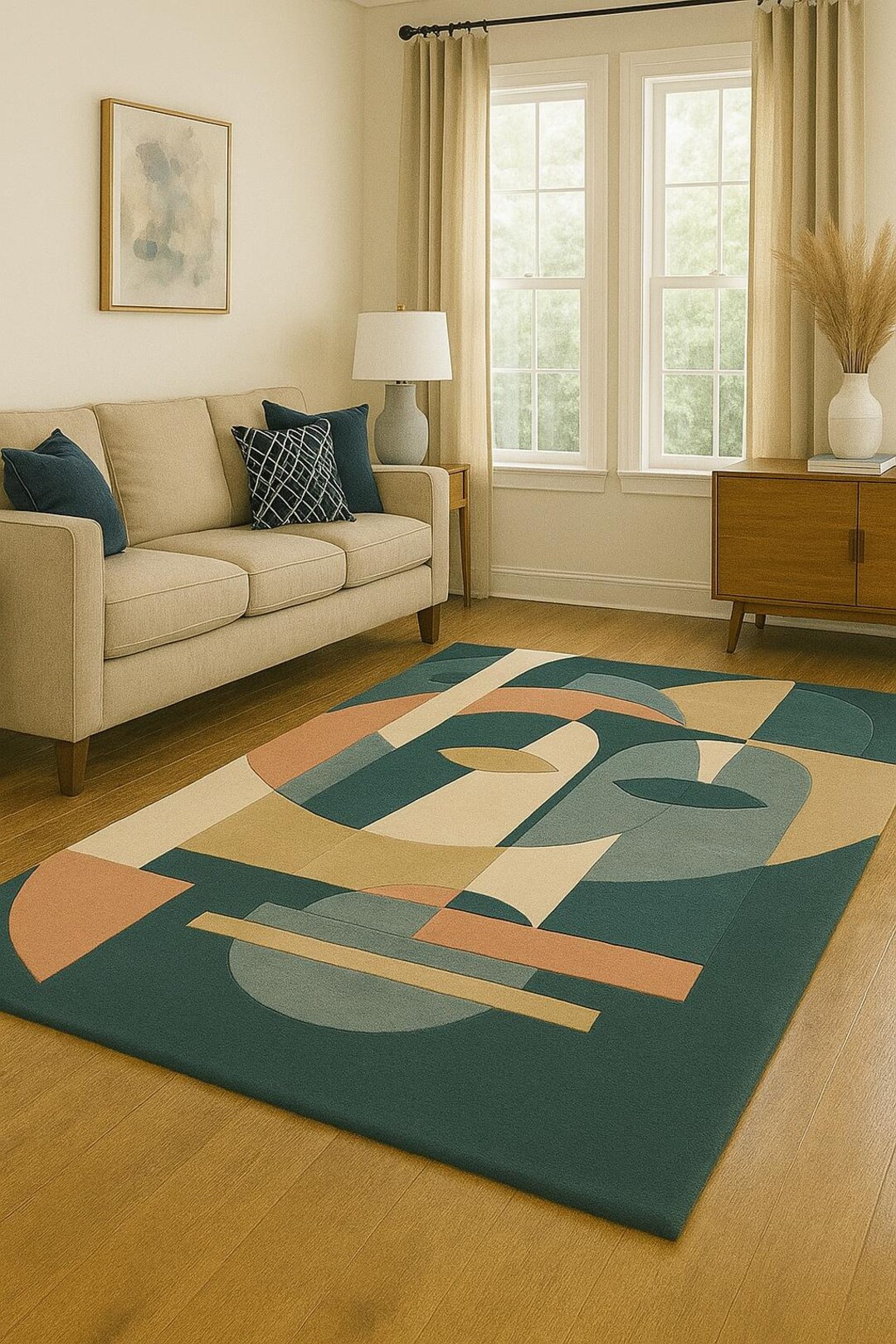 Modern Abstract Face Rug – Hand-tufted Wool Area Rug – Contemporary ...