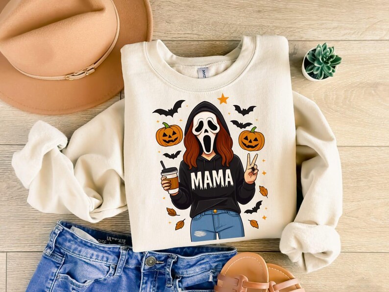 Mama Halloween PNG , Spooky Scream Mask Mom Clipart , Coffee,spooky ...