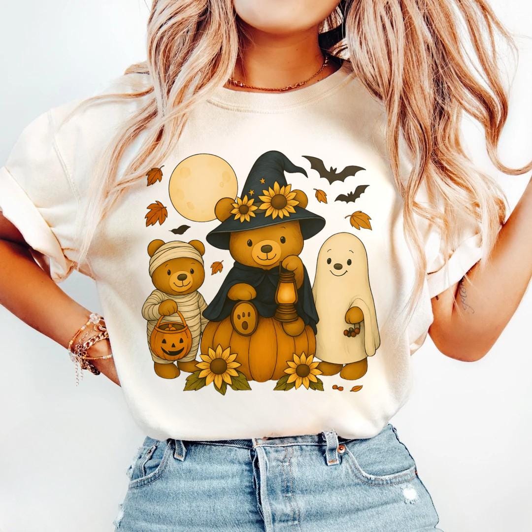 Halloween Teddy Bears PNG, Cute Fall Bear Clipart, Witch, Ghost, Mummy ...