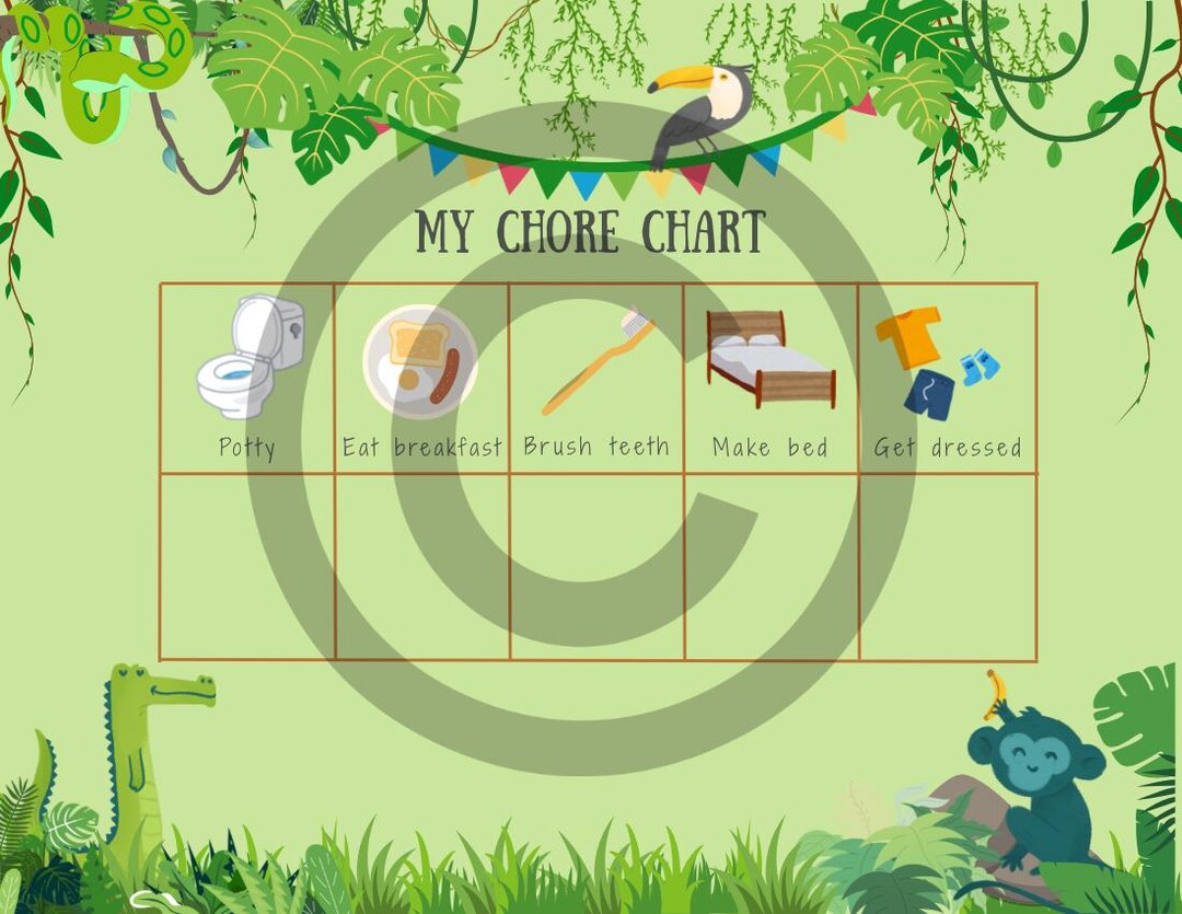 Cut-and-move Jungle Themed Kids Chore Chart With Movable Icons—fun ...
