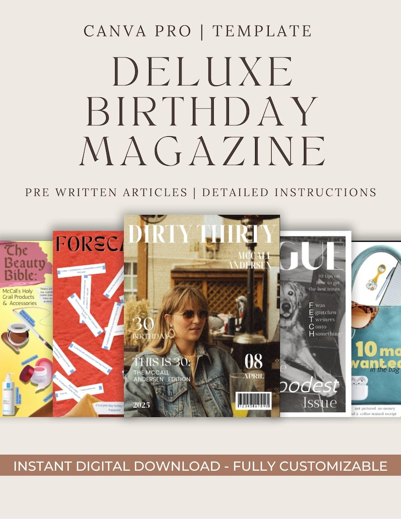 Deluxe Birthday Magazine Template - Etsy