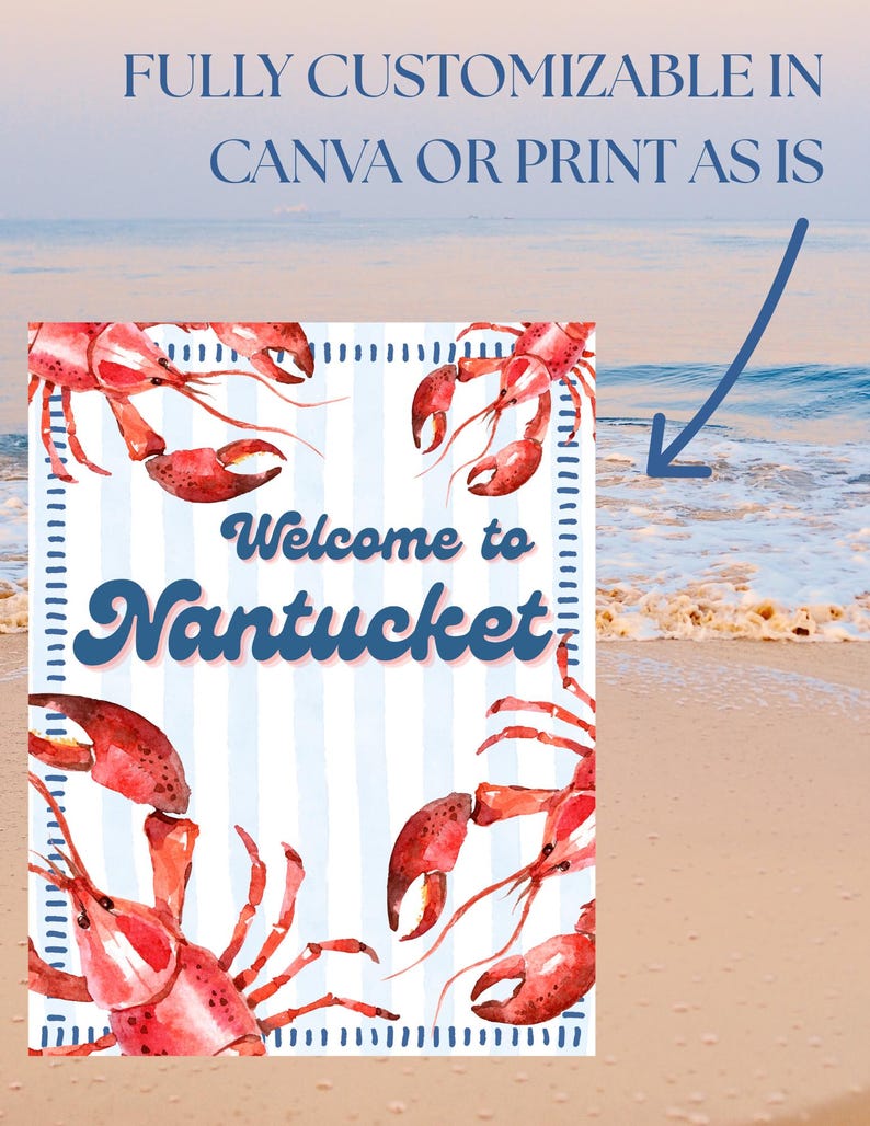 Lobster-themed Welcome Sign | Printable Red & Coastal Party Decor ...