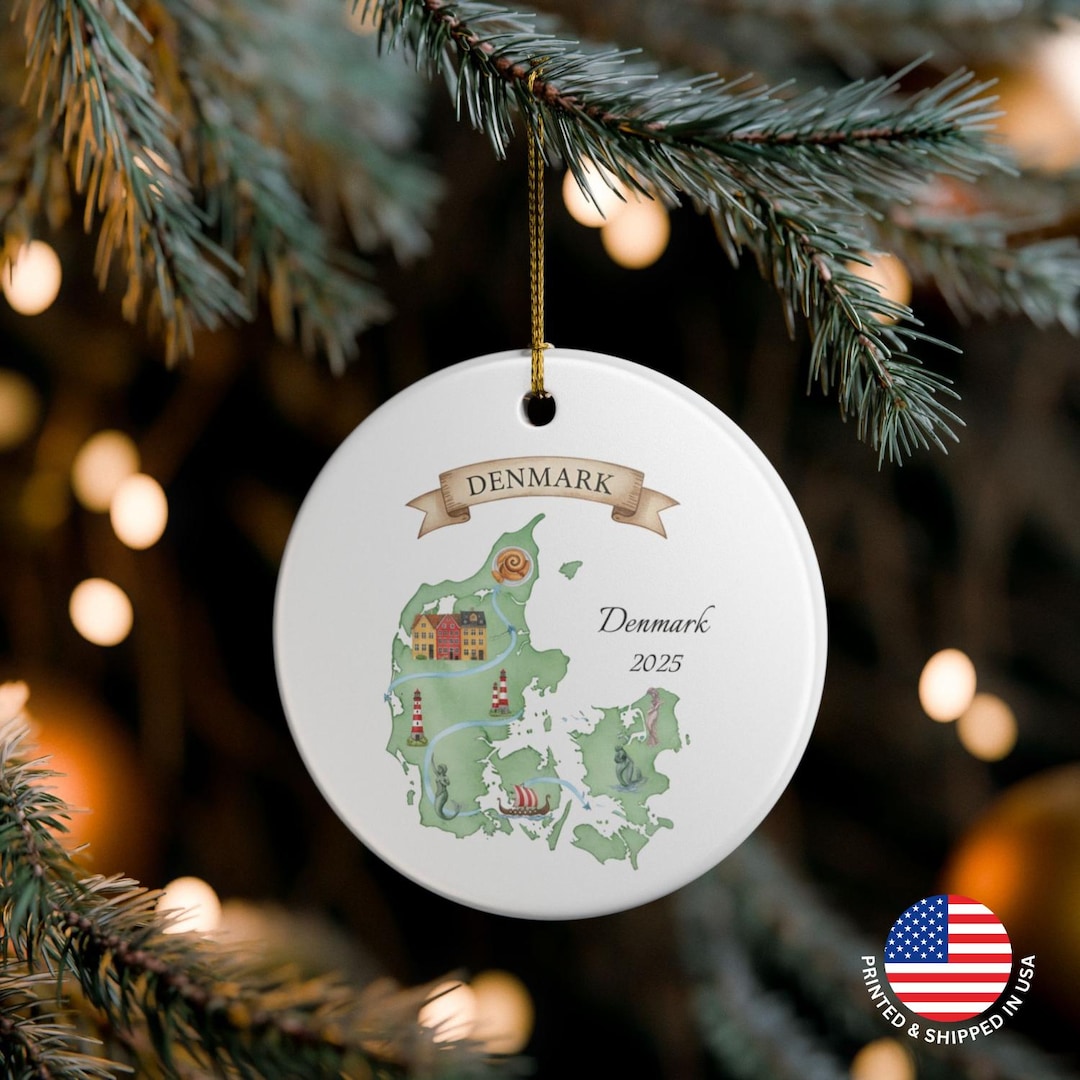 Personalized Denmark Map Christmas Ornament: Custom Denmark Landmark ...