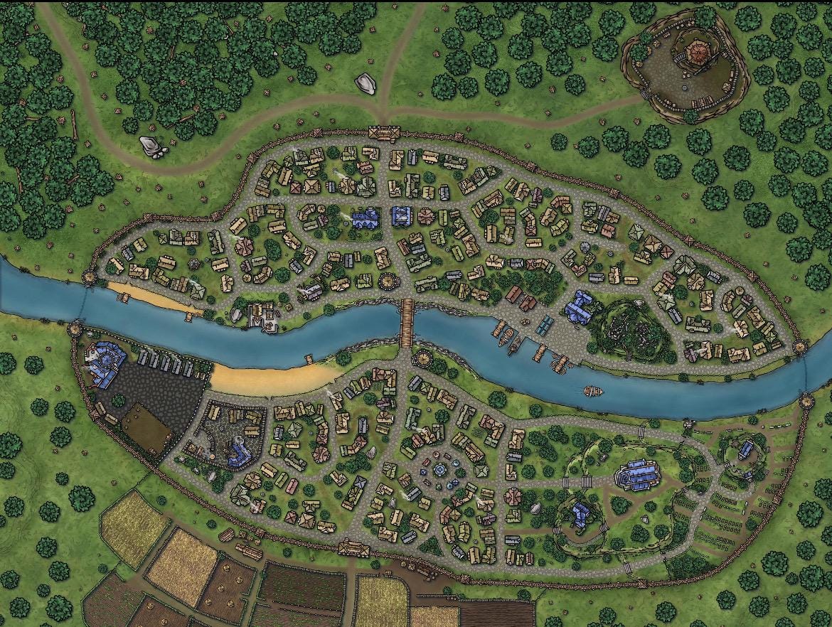 Custom Dnd Digital Fantasy Map Town / World Detailed Map Design ...