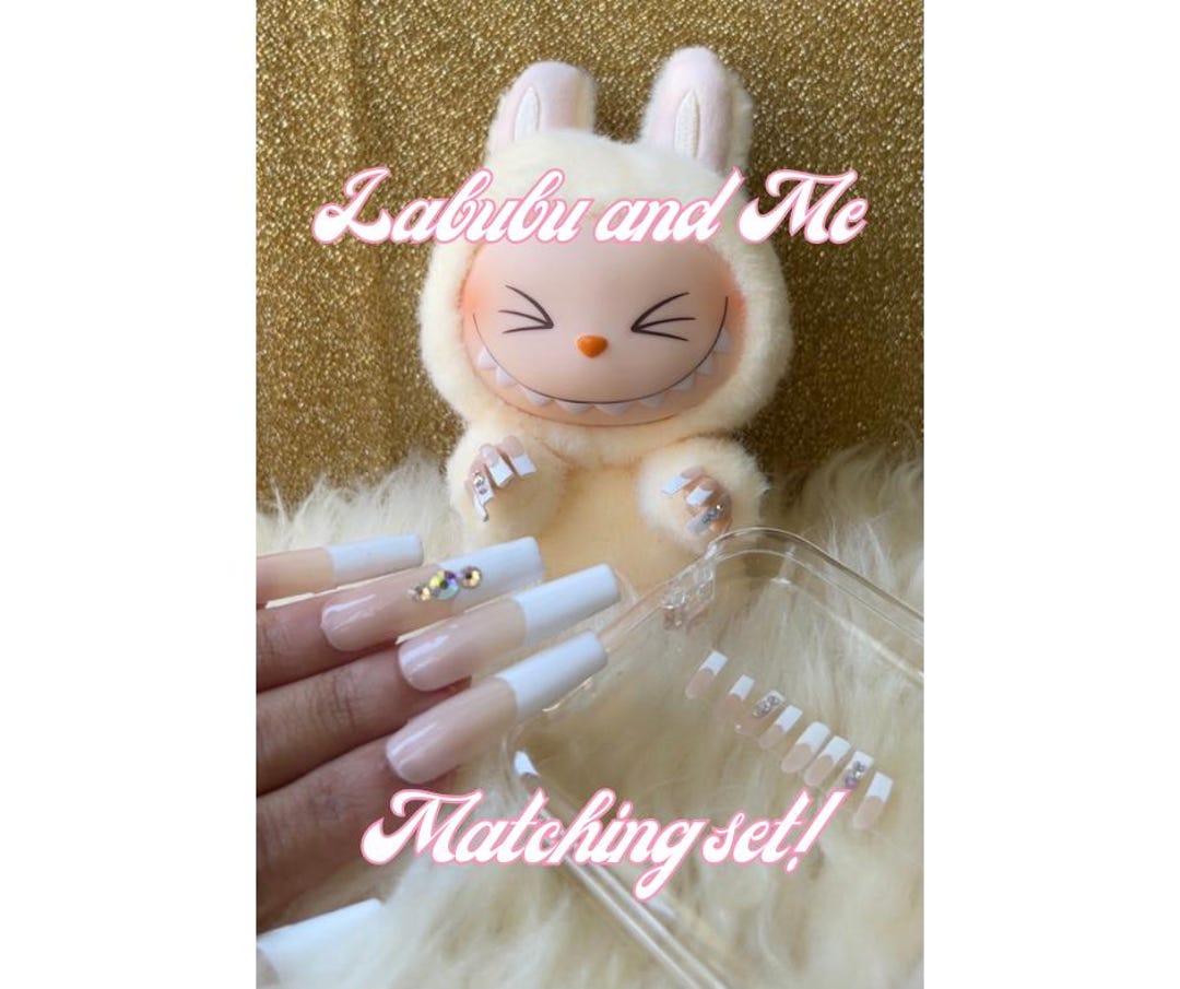 Labubu and Me Nails French Tip Nails Set French Tip Labubu Press on ...