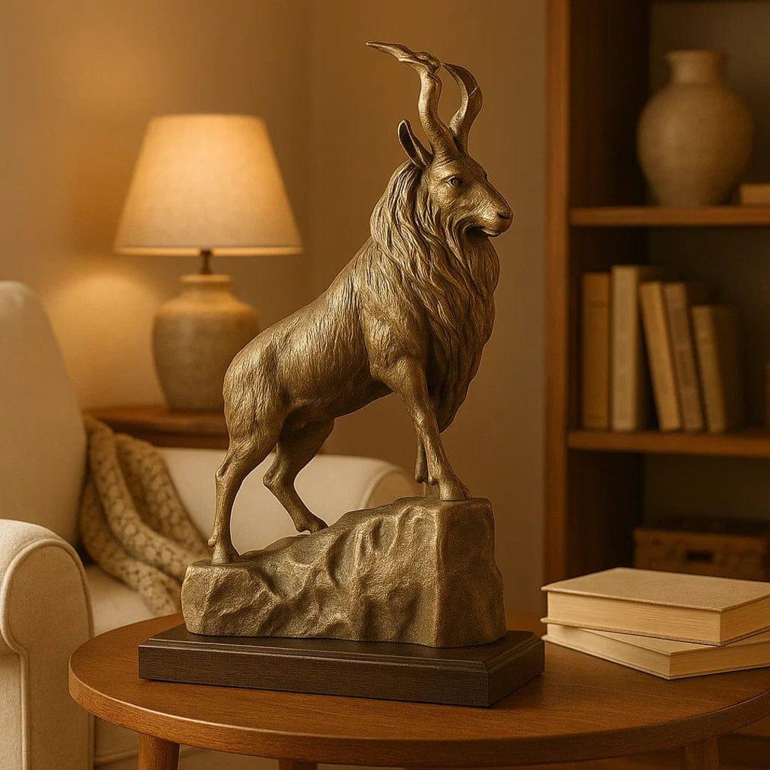 Bronze Markhor Mountain Goat Sculpture – Majestic Wildlife Statue for ...