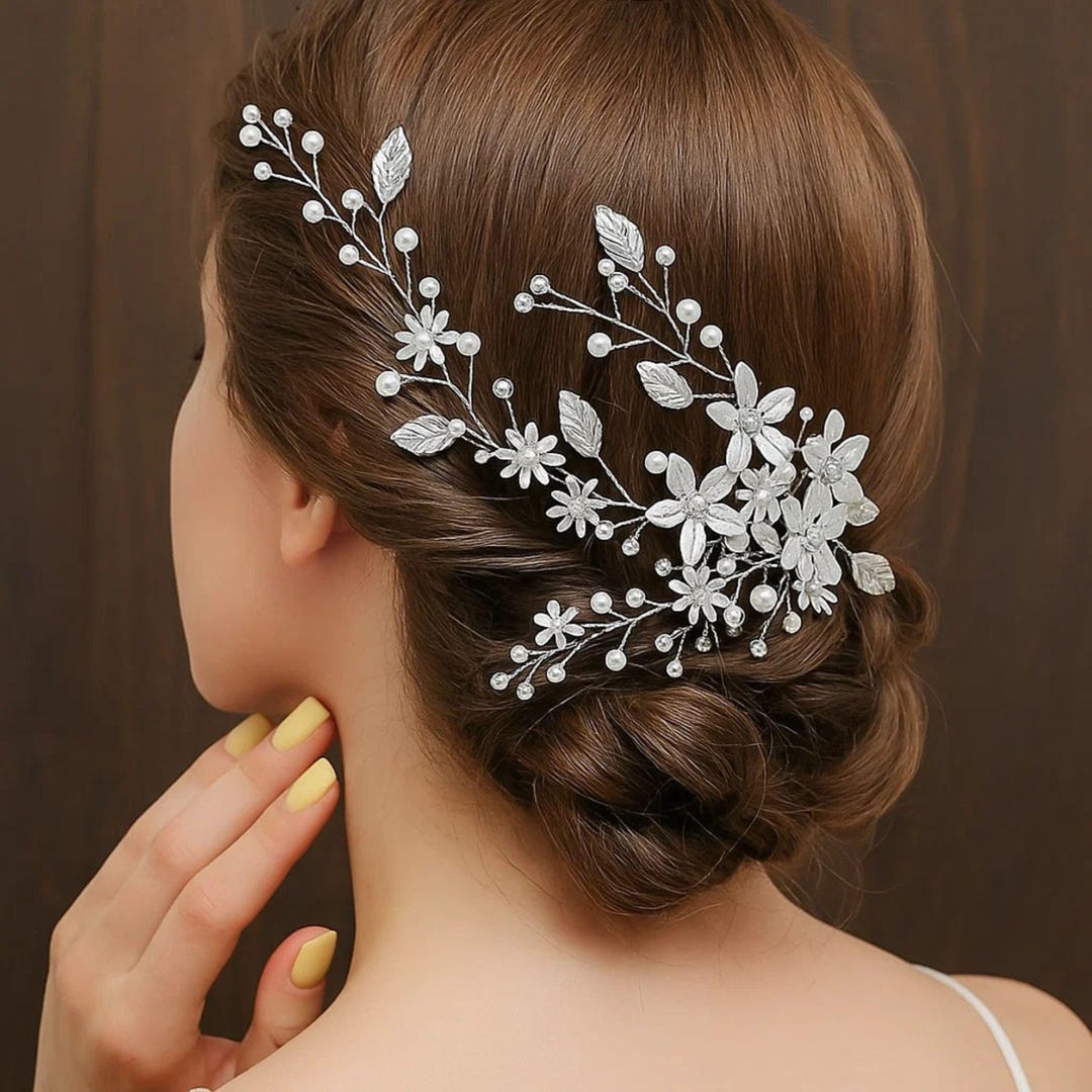 Gold Bridal Hair Vine: Pearl & Ivory Flower Wedding Headpiece - Etsy