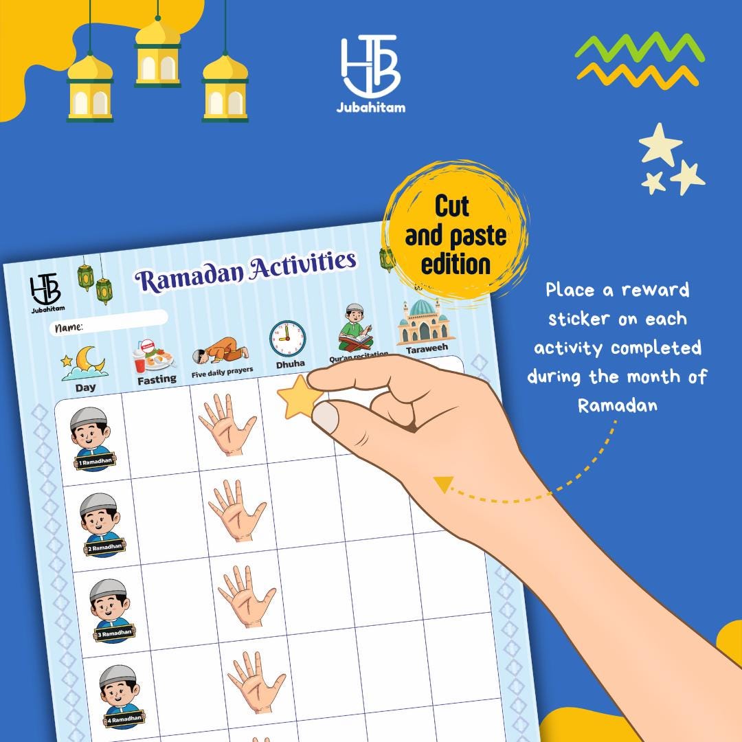 Ramadan Star Sticker Worksheet for Kids – Cut and Paste Edition ...