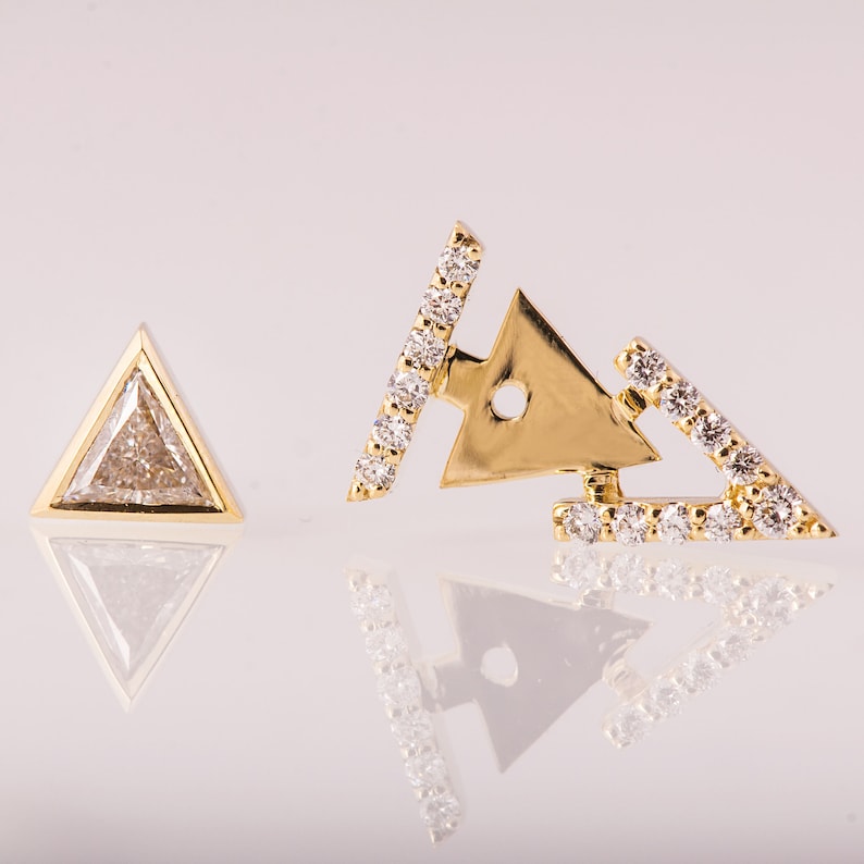 Triangle Diamond Earrings - Etsy