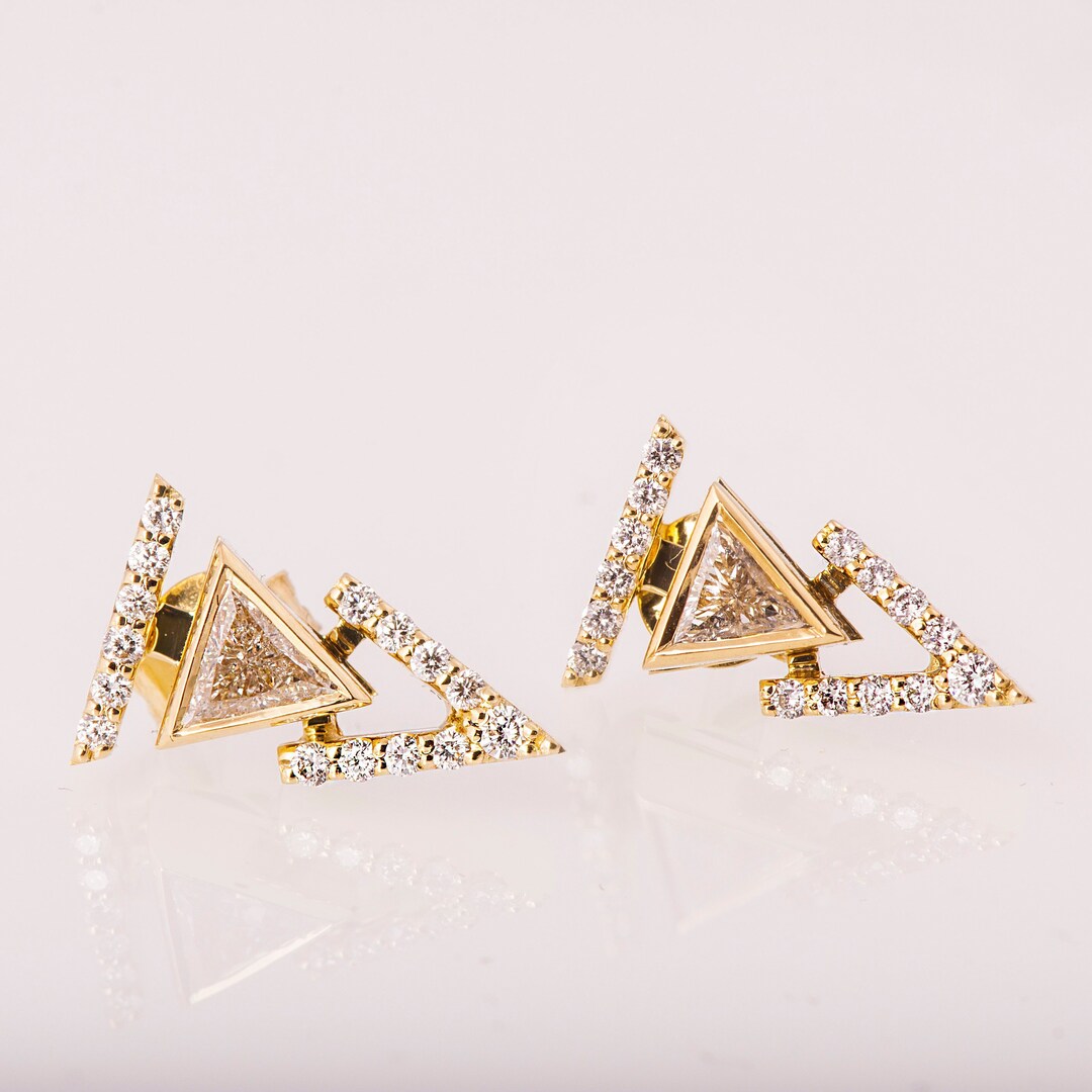 Triangle Diamond Earrings - Etsy