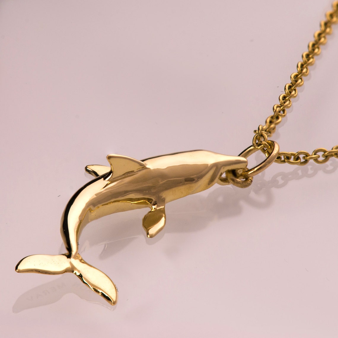 Dolphin Pendant 14K Gold Pendant Dolphin Gold Pendant | Etsy