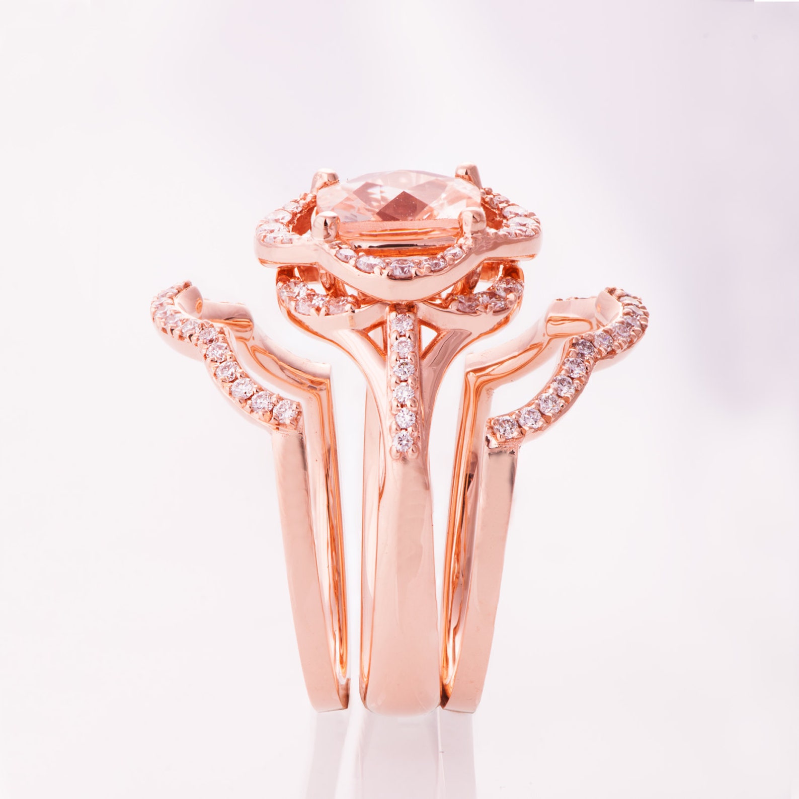 Morganite Engagement Set Morganite Bridal Set Unique - Etsy