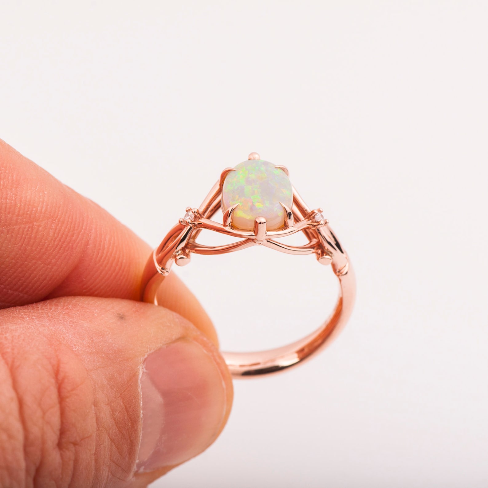 White Opal Ring, Opal Engagement Ring, Celtic Opal Ring, Unique ...
