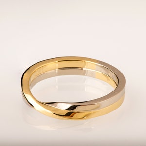 Two Tone Mobius Ring, Platinum and Gold Mobius Ring, Wedding Ring, Gold ...