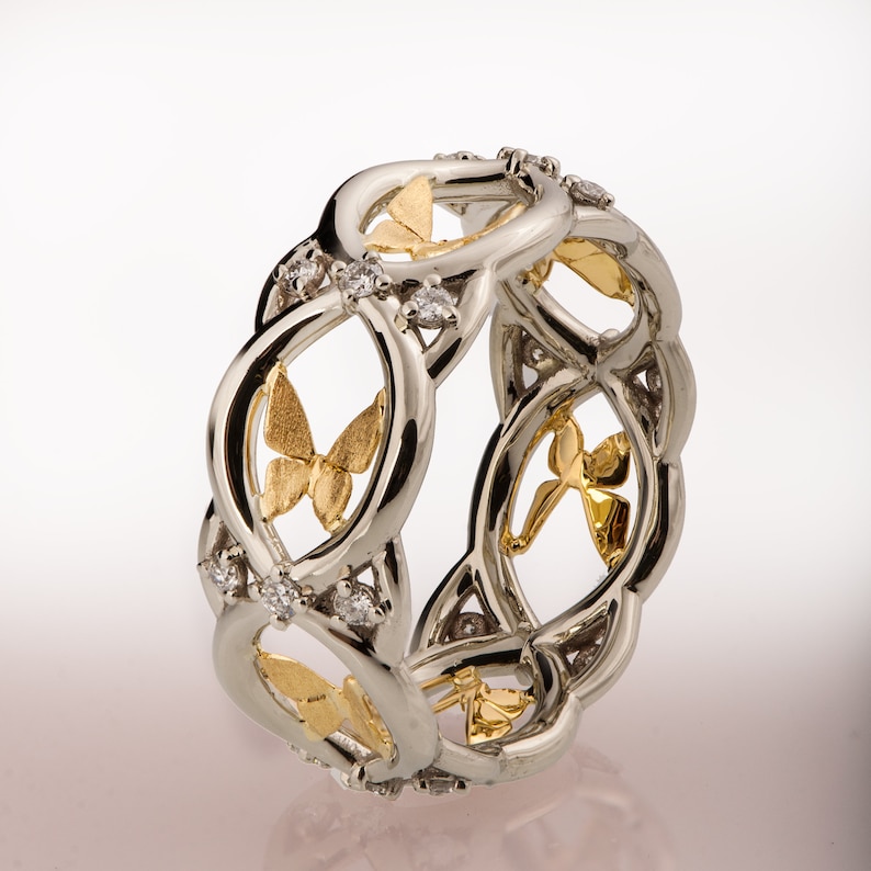 Butterflies Wedding Band Celtic Wedding Band Butterflies | Etsy