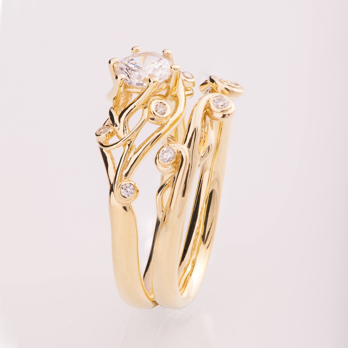 Celtic Bridal Set Knot Engagement Ring Diamond Engagement | Etsy