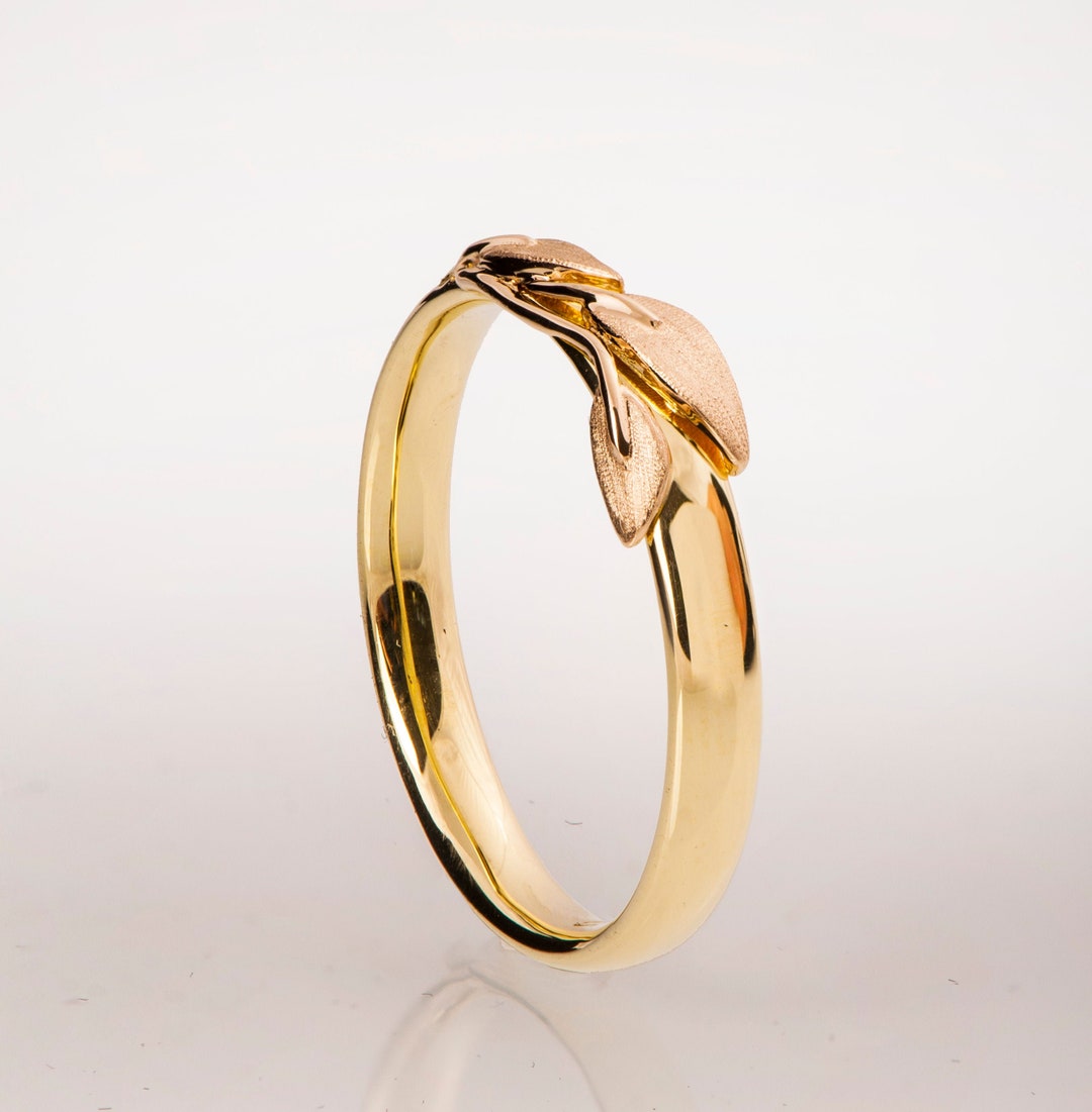 Leaves Ring, Two Tone Leaves Ring, Rose Gold Leaf Ring, 9B - Etsy