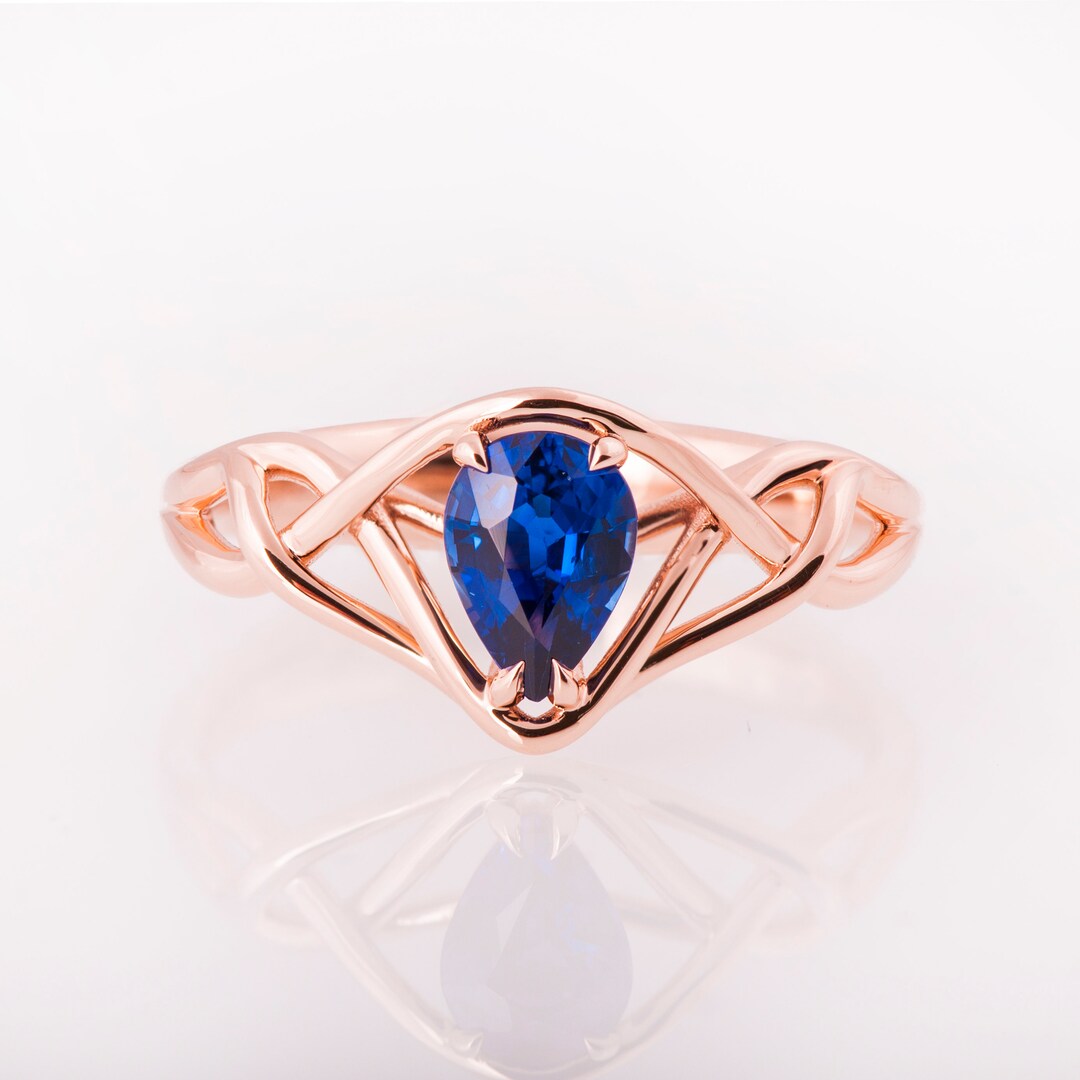 Pear Sapphire Ring, Sapphire Engagement Ring, Braided Sapphire Ring ...