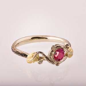 Twig and Leaf Ruby Engagement Ring - Etsy
