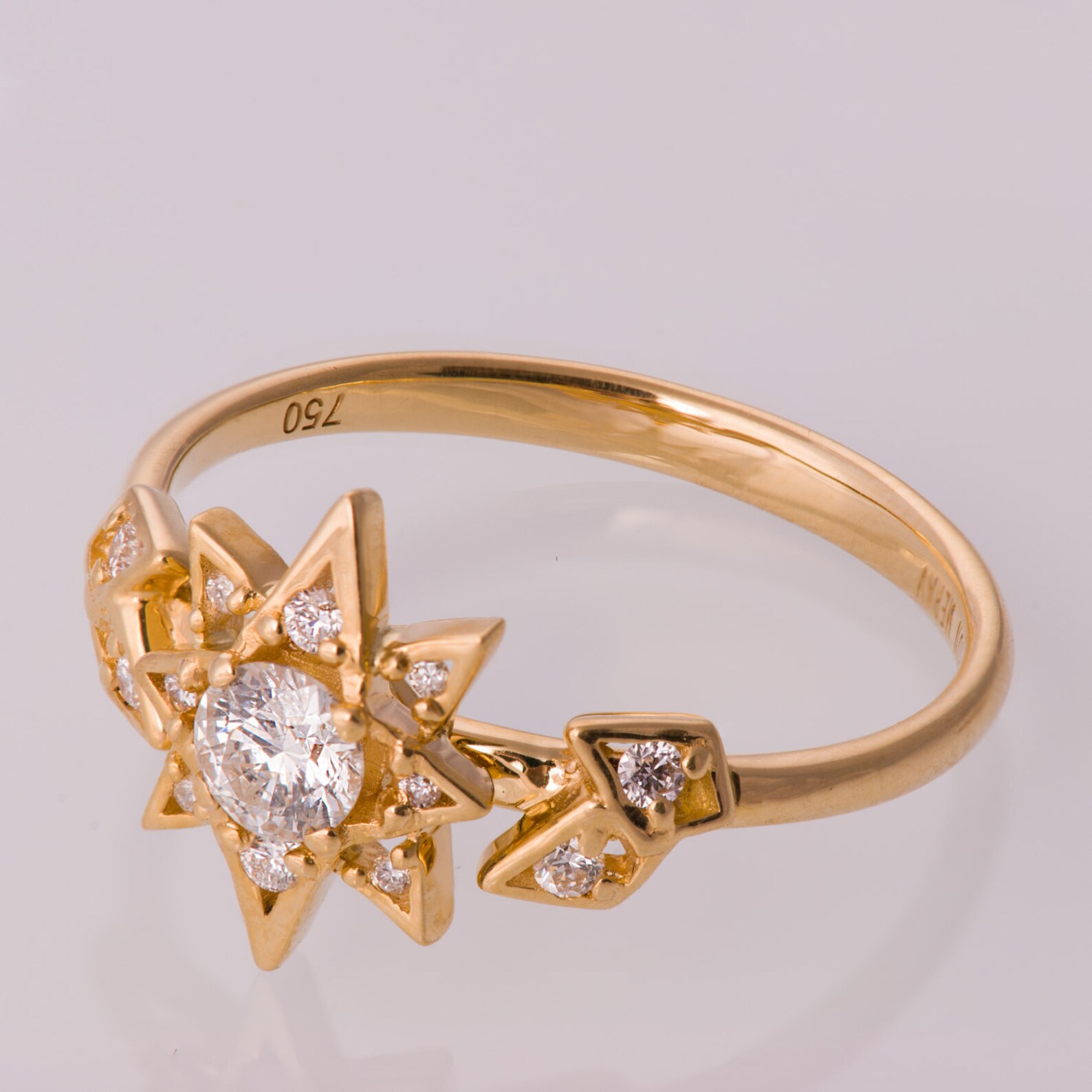 Diamond Art Deco Star Engagement Ring Unique Engagement - Etsy Canada