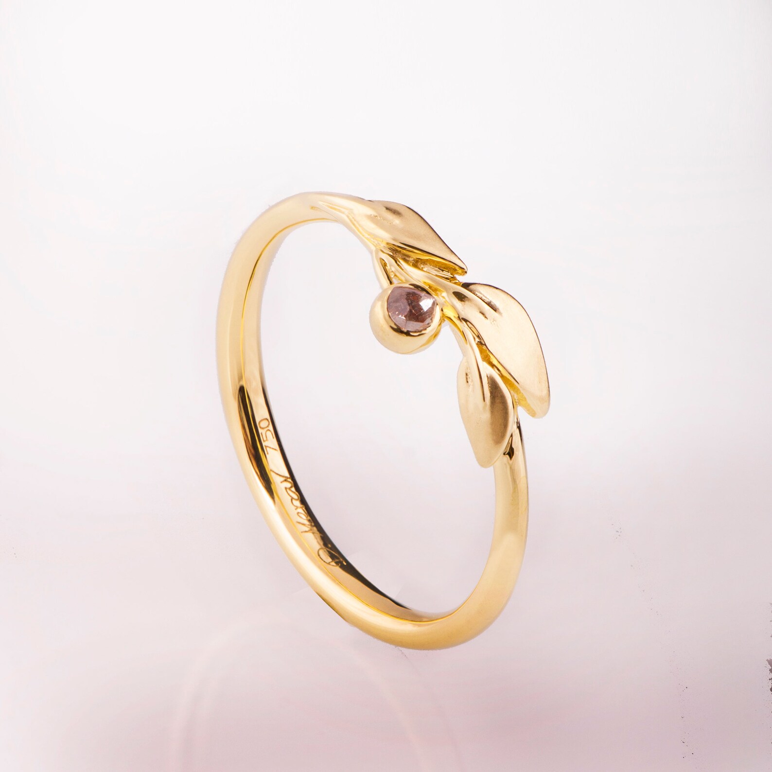 Leaf Raw Diamond Ring, Raw Diamond Ring, Dainty Raw Diamond Ring, Dainty Leaf Ring, Raw Diamond ...