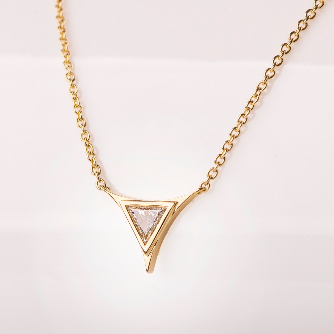 Triangle Pendant, Diamond Pendant, Art Deco Pendant, Triangle Diamond ...