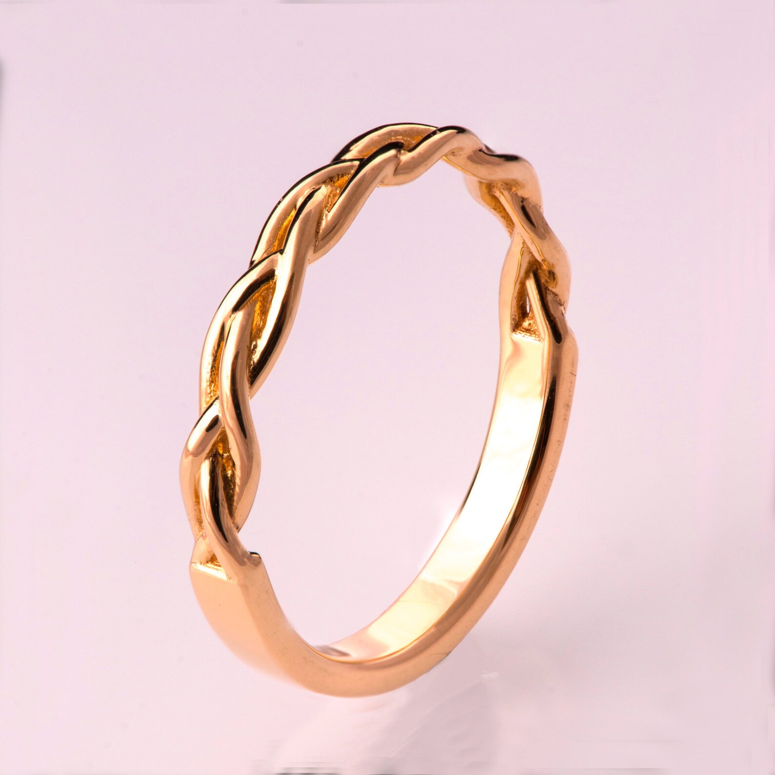 Braided Ring Rose Gold Wedding Band Stackable Ring Wedding - Etsy
