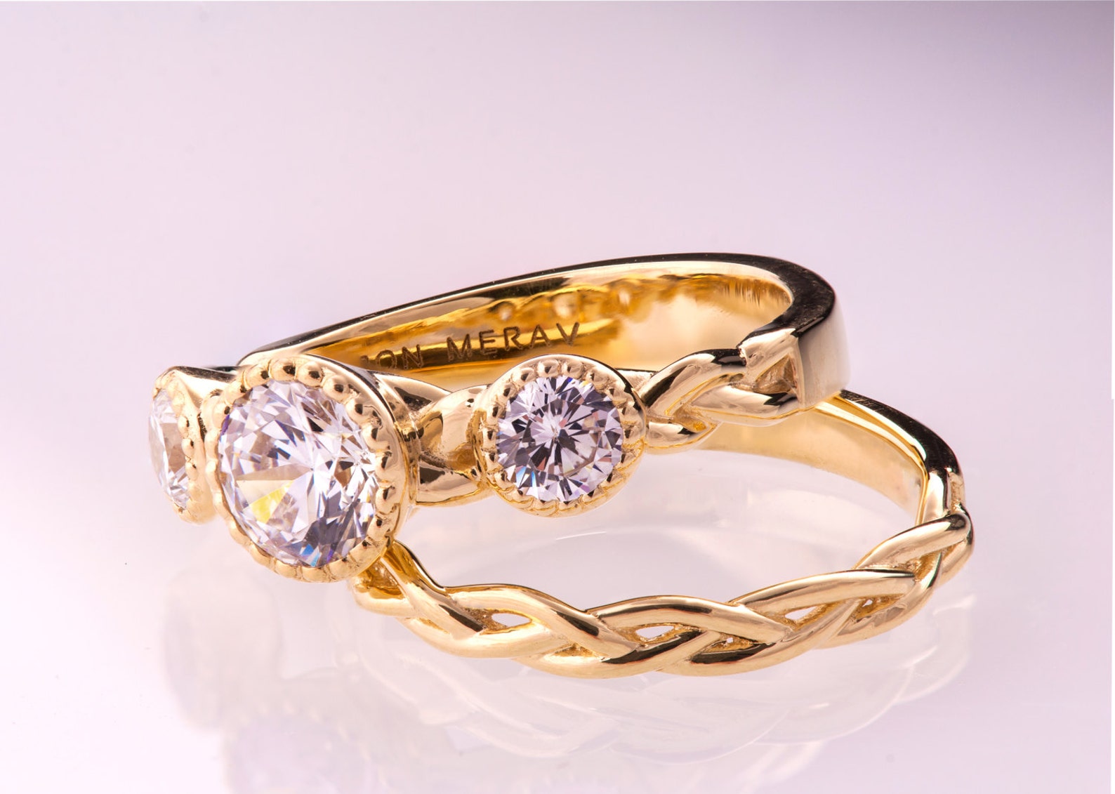 Braided Bridal Set Unique Moissanite Engagement Ring - Etsy