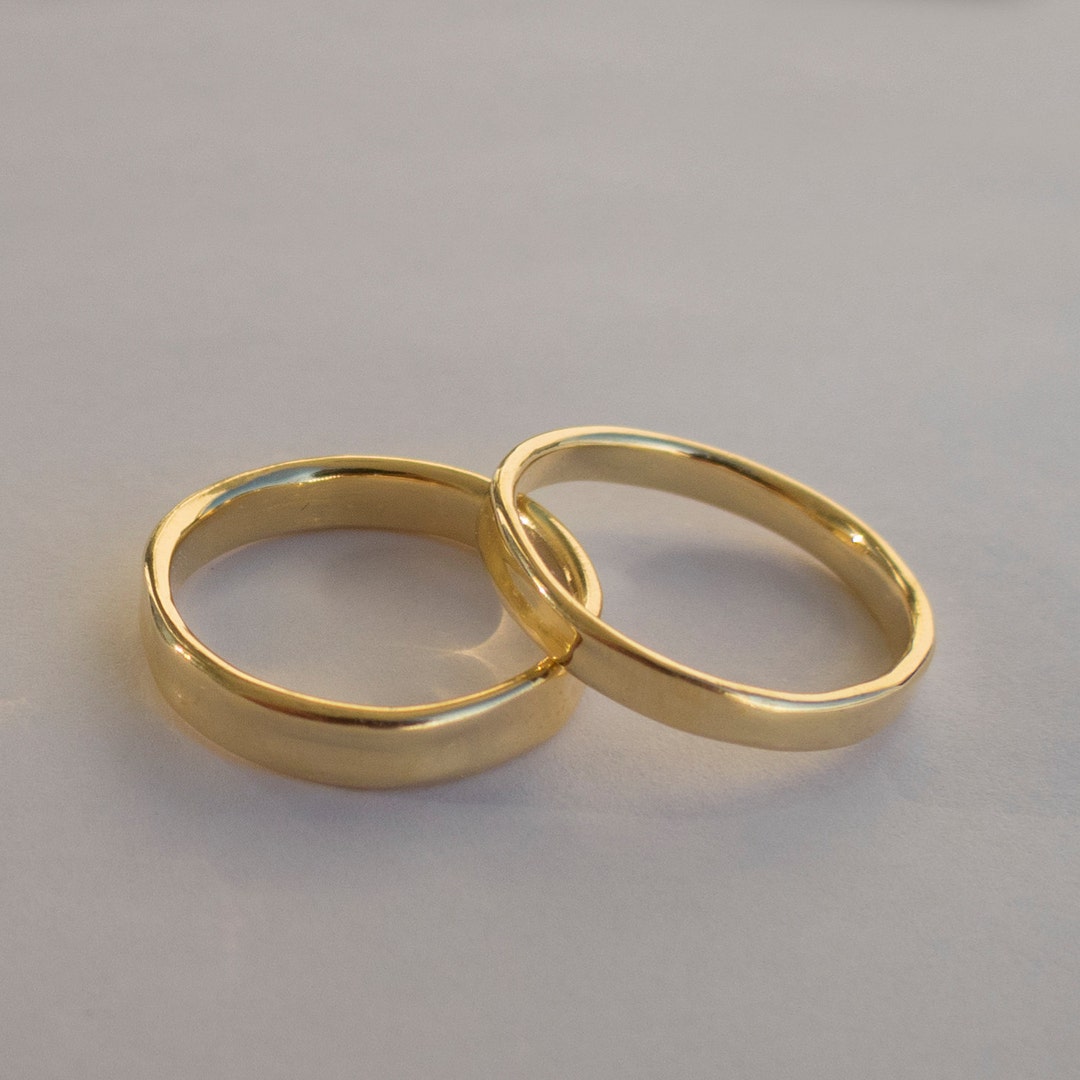 His and Hers Wedding Rings, 14k Gold Rings, Simple Gold Rings, Wedding ...