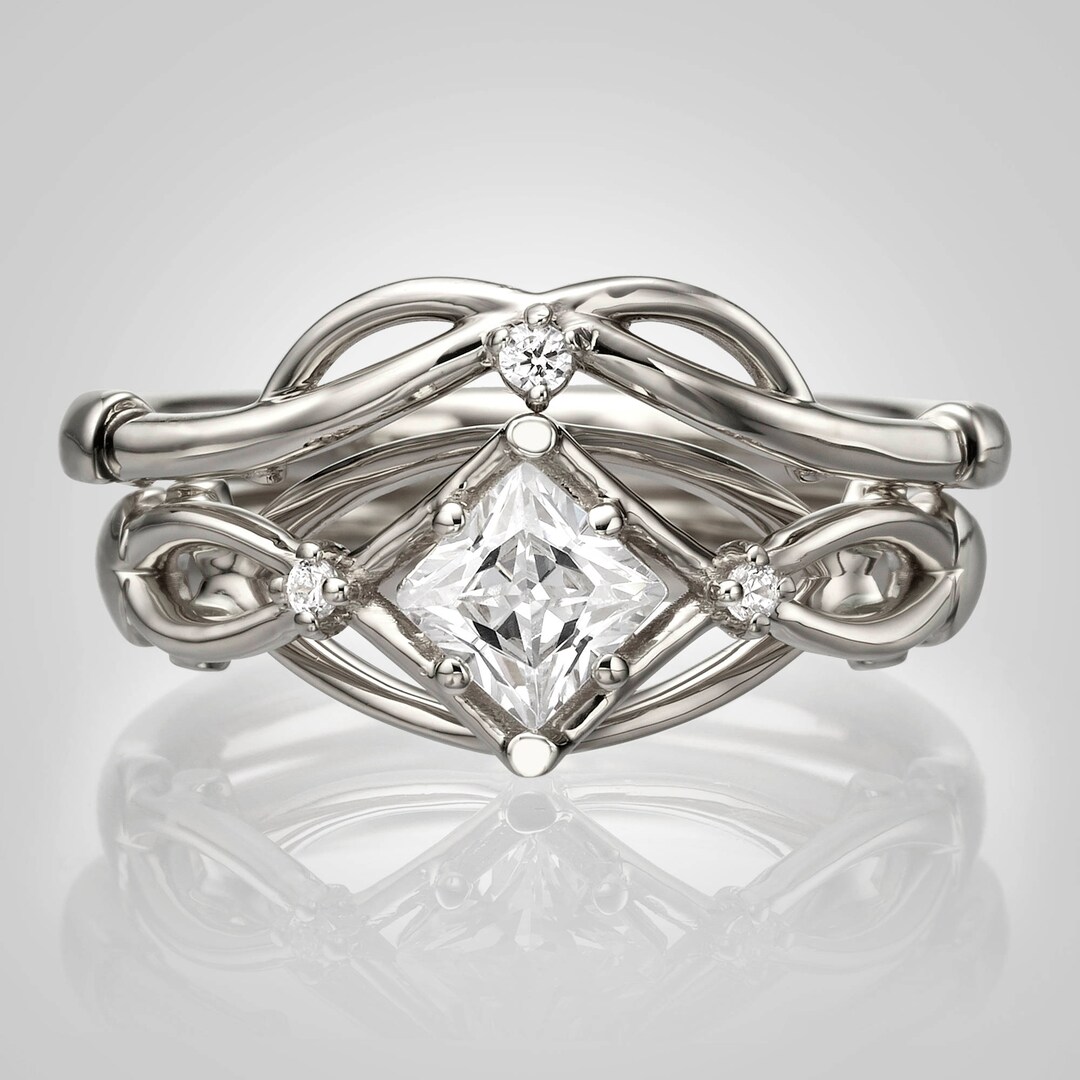 Celtic Wedding Set, Platinum Diamond Bridal Set, Bridal Set, Unique ...