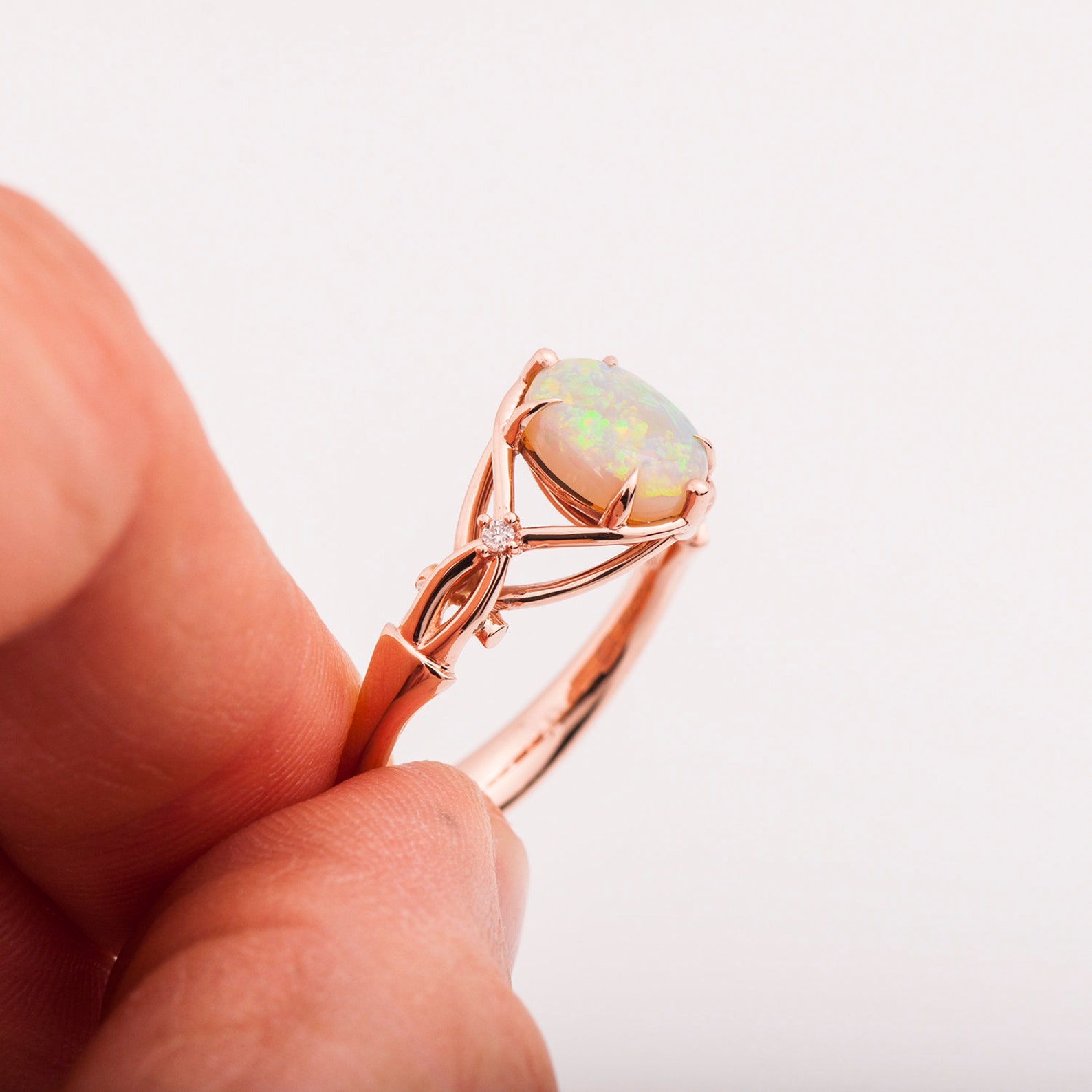 White Opal Ring Opal engagement ring Celtic Opal Ring | Etsy