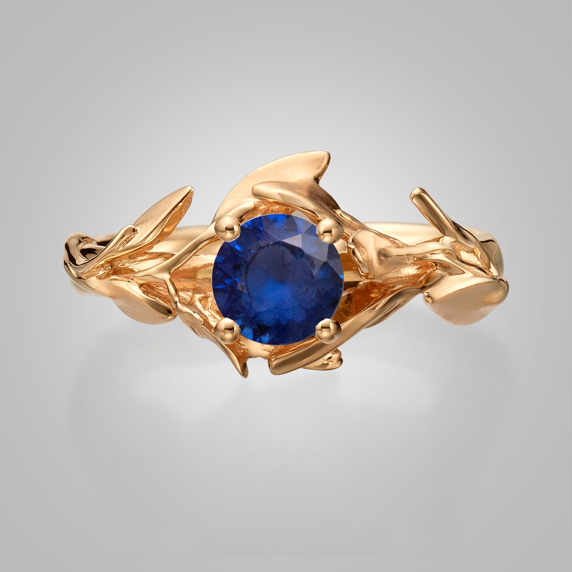 Sapphire Leaves Ring - Etsy