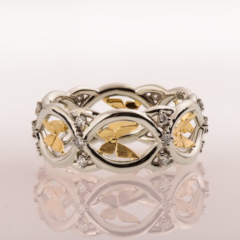 Butterflies Wedding Band Celtic Wedding Band Butterflies | Etsy