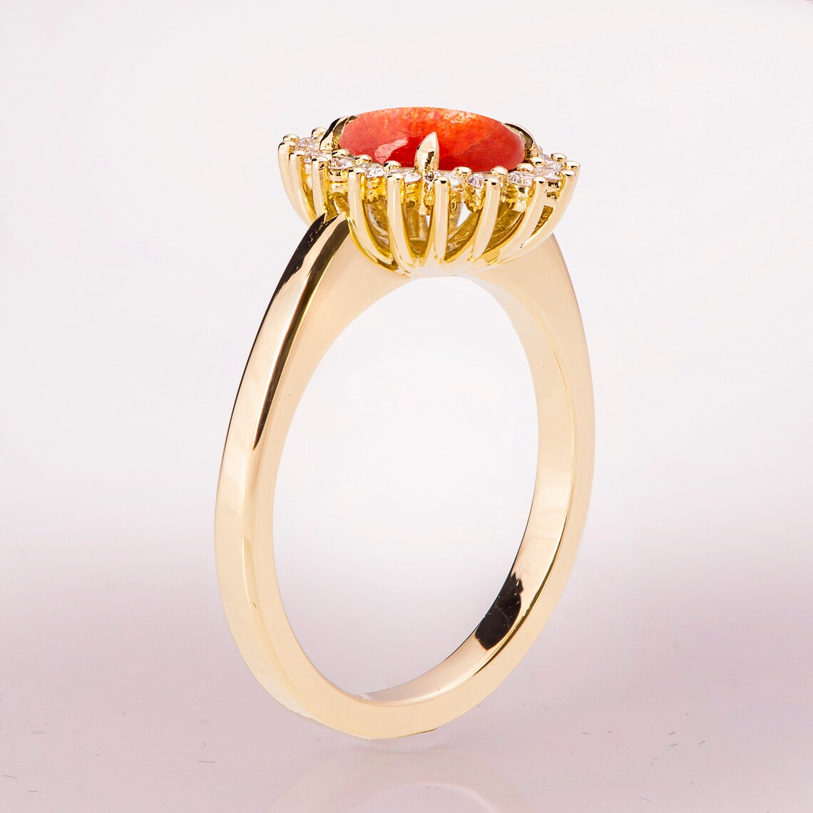 Sunstone Ring Sunstone Diamond Ring | Etsy