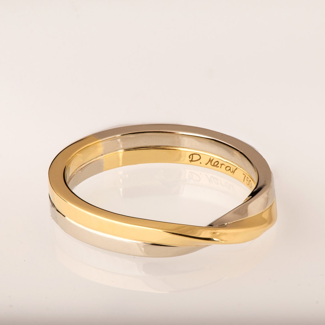 Two Tone Mobius Ring Platinum and Gold Mobius Ring Wedding | Etsy