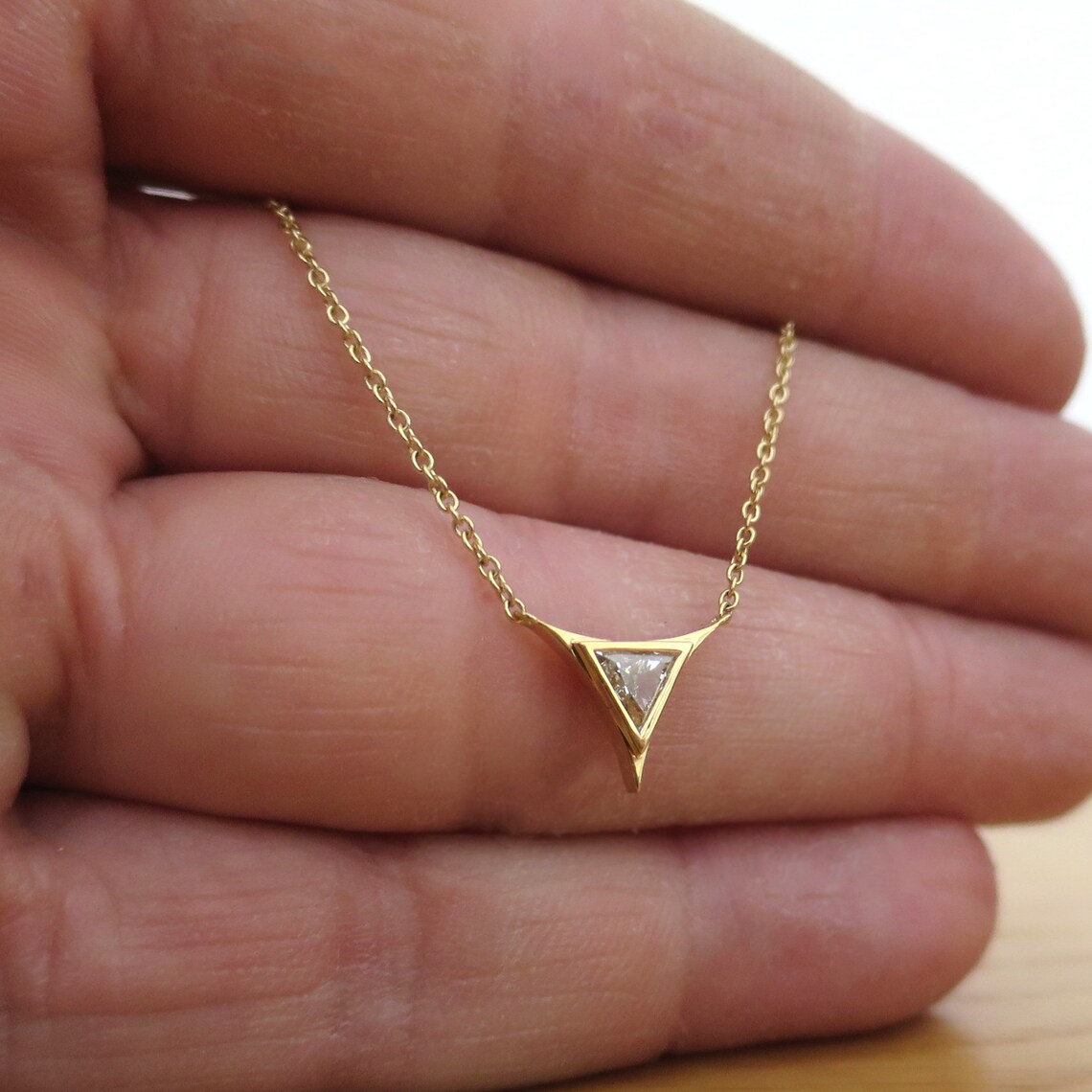 Triangle Pendant Diamond Pendant Art Deco Pendant Triangle - Etsy
