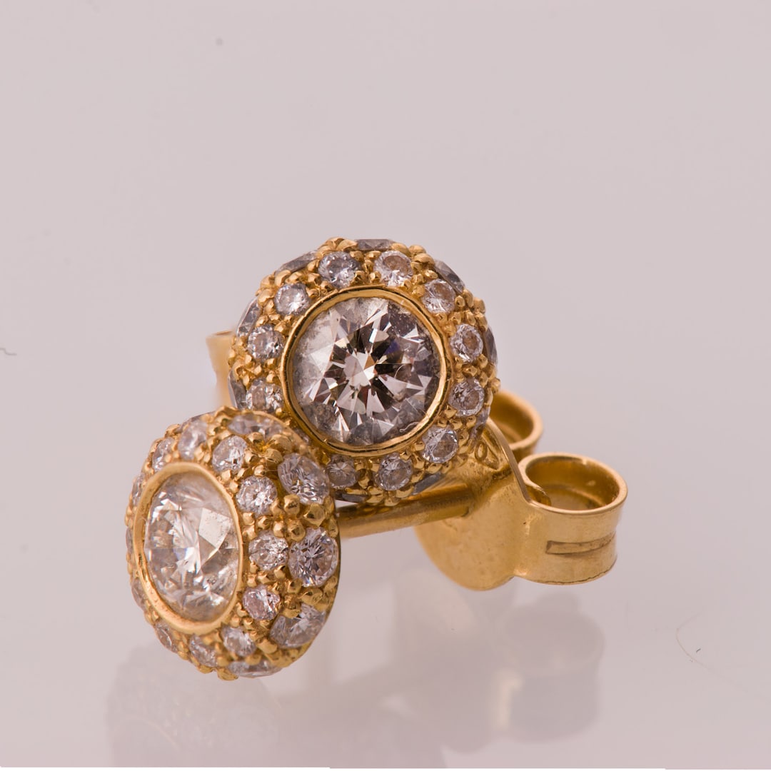 Diamond Earrings, 14K Gold and Diamond Earrings, Post Earrings, Studs ...