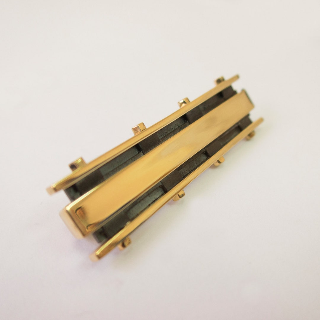 Gold Tie Clip, Gold Tie Tack, Black and Gold Tie Clip, Solid Gold Tie ...