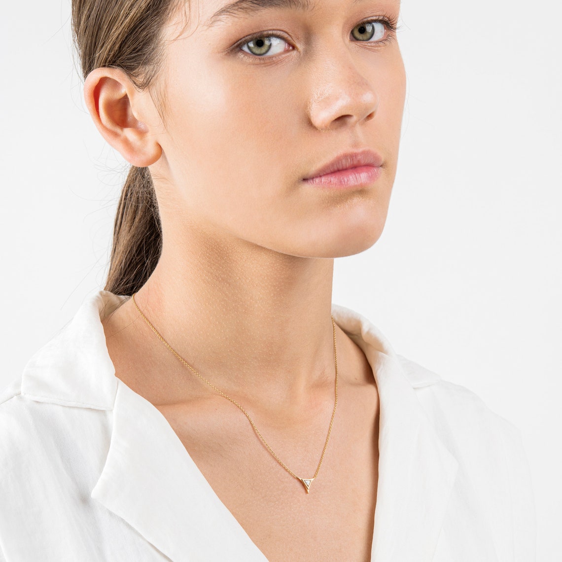 Triangle Pendant Diamond Pendant Art Deco Pendant Triangle - Etsy